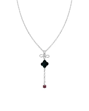 INARI JEWELLERY Sago Charm Drop Necklace - Black/silver