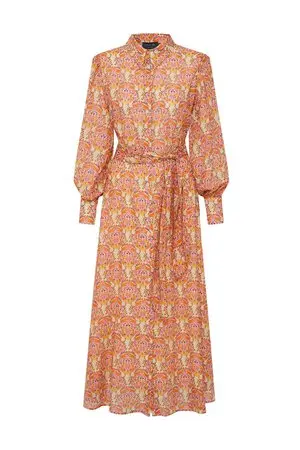 EXQUISE Shirt Collar Midi Dress