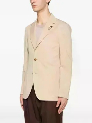 LARDINI Flower-pin Notch-lapel Blazer - Neutrals