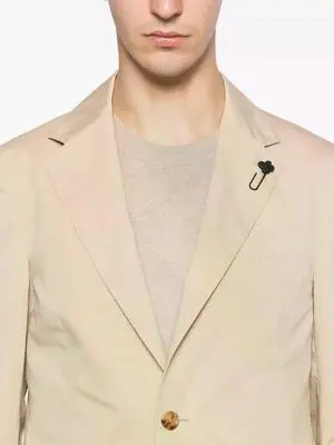 LARDINI Flower-pin Notch-lapel Blazer - Neutrals