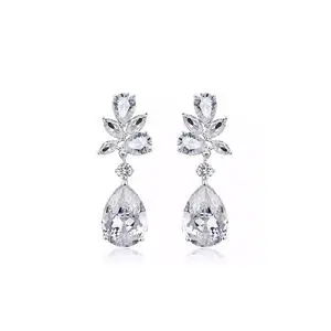 CHANEL JOAN ELKAYAM Crystal Drop Dangle Earrings - Silver