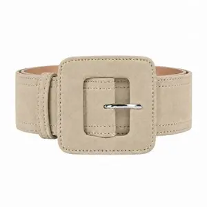 BELTBE Square Buckle Suede Waist Belt