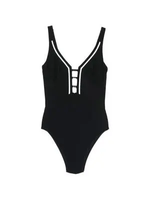 MARYAN MEHLHORN Contrast-trim Ladder-detail Swimsuit - Black