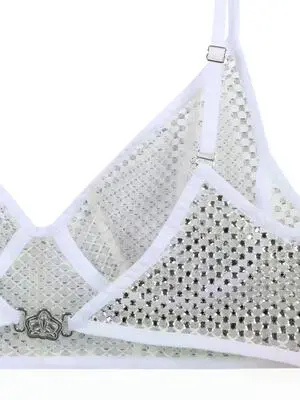GENNY Crystal-embellished Mesh Top
