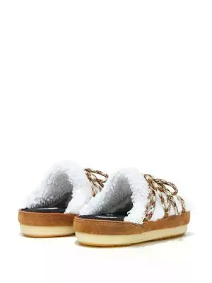 Moon Boot Shearling Mule Slippers - Brown