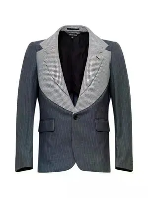 Comme Des Garçons Pinstripe Houndstooth-panel Blazer
