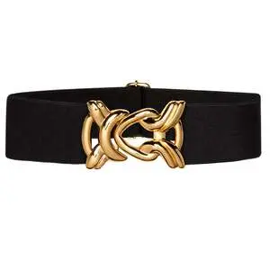 BELTBE Beltbe Elastic Stretch Belt With Gold Tone Knot Buckle