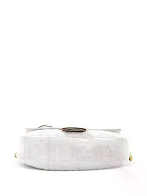 Fendi Baguette Nm Bag Zucca Embossed Leather Medium - White