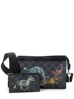 LOUIS VUITTON Gaston Wearable Wallet Limited Edition Wild Animals Damier Graphite Crossbody Bag - Black