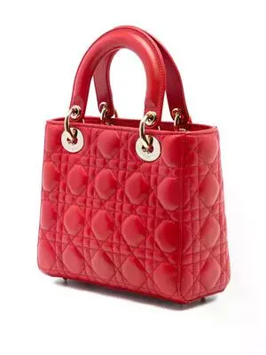 Dior 2017 Small Lambskin Cannage My Abcdior Lady Satchel - Red