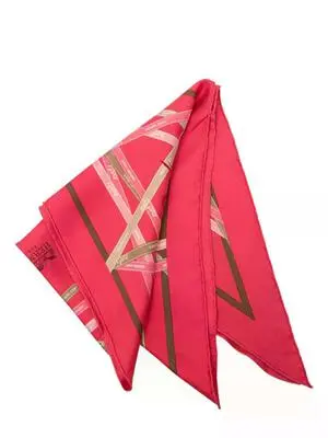 Hermès 2010-2025 Bolduc Silk Pointu Triangle Scarf 90 Scarves - Pink