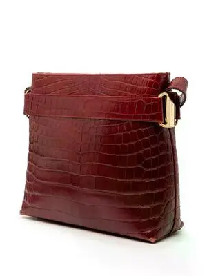 FERRAGAMO 2010-2026 Croc Embossed Leather Vara Shoulder Bag