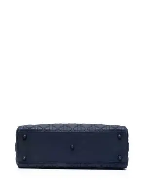 Dior 2019 Large Ultra Matte Calfskin Cannage Lady Satchel - Blue