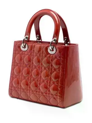Dior 2010 Medium Patent Cannage Lady Satchel - Red