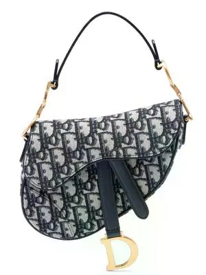Dior 2020 Mini Oblique Canvas Saddle Bag - Blue
