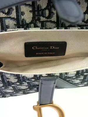 Dior 2020 Mini Oblique Canvas Saddle Bag - Blue