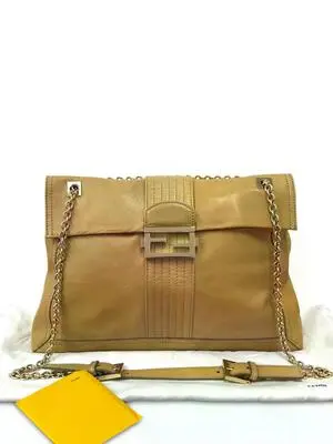 Fendi 2000-2010 Leather Maxi Baguette Shoulder Bag