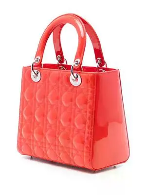 Dior 2014 Medium Patent Cannage Lady Satchel - Orange