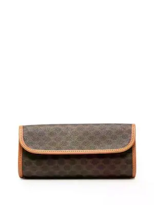 Celine 20th Century Macadam Coated Canvas Clutch - Brown