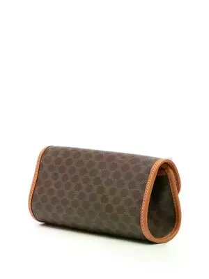 Celine 20th Century Macadam Coated Canvas Clutch - Brown