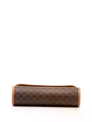Celine 20th Century Macadam Coated Canvas Clutch - Brown