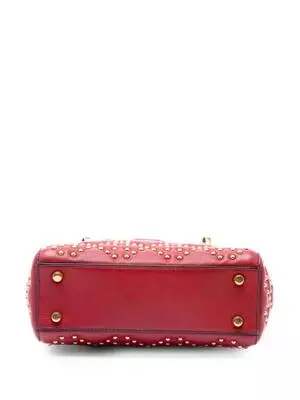 Dior Mini Lambskin Cannage Studded Lady Satchel - Red