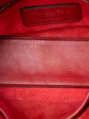 Dior Mini Lambskin Cannage Studded Lady Satchel - Red