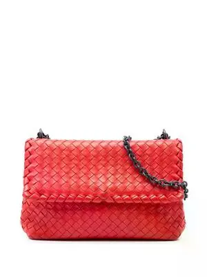 Bottega Veneta Small Nappa Intrecciato Olimpia Shoulder Bag - Red