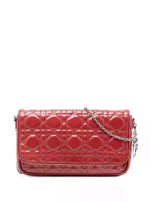 Dior 2011 Patent Cannage Lady Wallet On Chain - Red