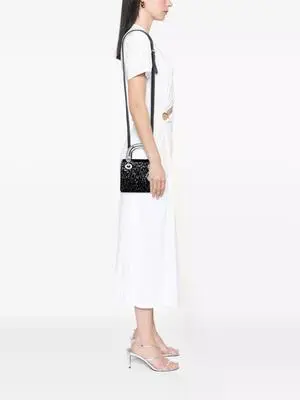 Dior 2014 Mini Fabric Lame Lady Satchel - Black