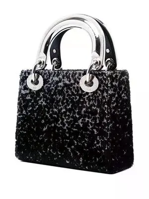Dior 2014 Mini Fabric Lame Lady Satchel - Black