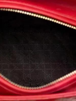 Dior 2015 Medium Lambskin Cannage Lady Satchel - Red