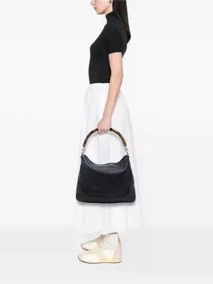 Gucci Calfskin Bamboo Diana Satchel - Black