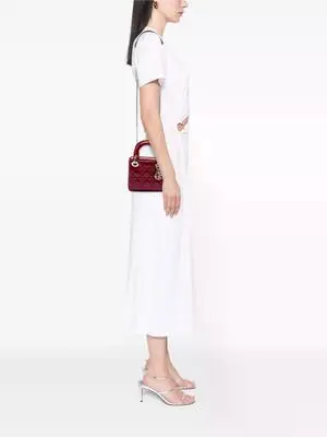 Dior 2018 Mini Patent Cannage Lady Satchel - Red
