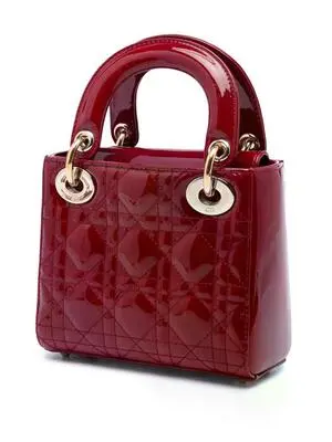 Dior 2018 Mini Patent Cannage Lady Satchel - Red