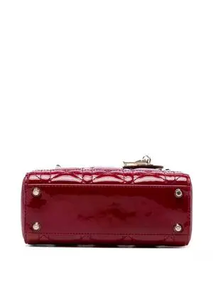 Dior 2018 Mini Patent Cannage Lady Satchel - Red