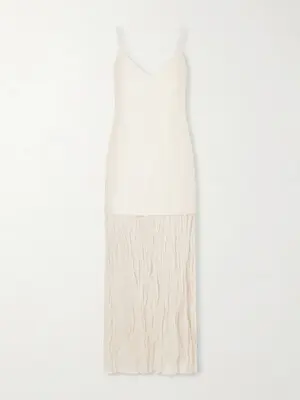 RÓHE Linen-blend And Chiffon Midi Dress - Neutrals