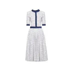 RUMOUR LONDON Verity Polka Dot Midi Dress - White/blue
