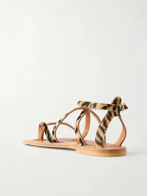 K.JACQUES Leopard-print Calf Hair Thong Sandals