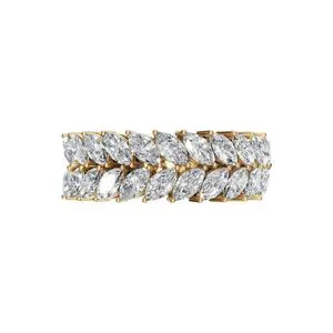 AYA FINE JEWELRY Double Row Marquise Lab Diamond Ring 1.32 Ctw In 10k Gold - Yellow
