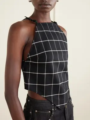 COURREGES Checked Wool-blend Tank Top