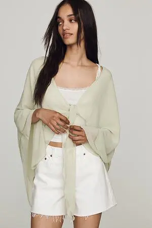 Anthropologie Sheer Layered Poncho - Citron