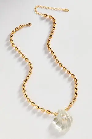 Anthropologie Clear Shell Pendant Necklace - Shell Clear