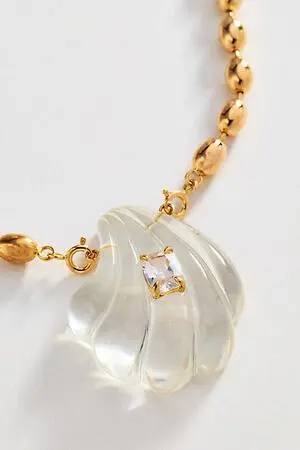 Anthropologie Clear Shell Pendant Necklace - Shell Clear