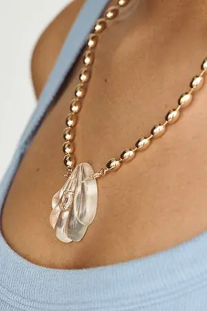 Anthropologie Clear Shell Pendant Necklace - Shell Clear
