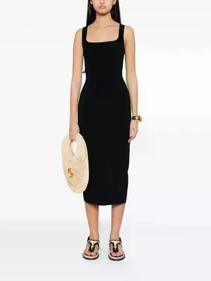 LE PETIT PULLE Ribbed-knit Square-neck Dress