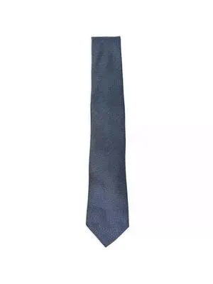 Canali Micro-patterned Silk Tie - Blue
