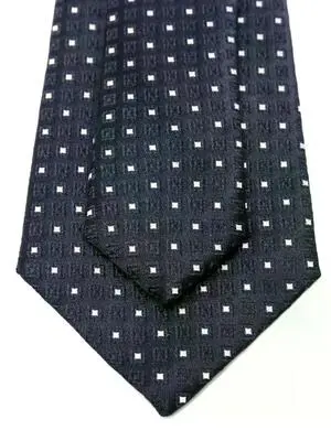 Canali Geometric-pattern Silk Neck Tie - Blue