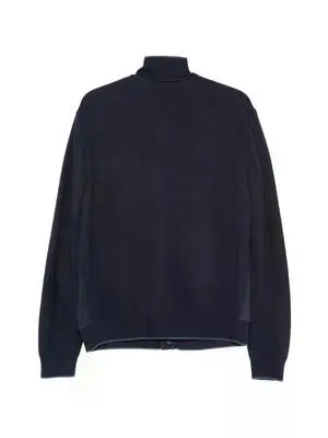 Canali Suede Panel Bomber Jacket - Blue