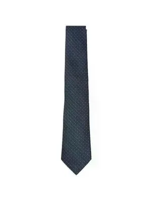 Canali Polka-dot Basket-weave Neck Tie - Blue